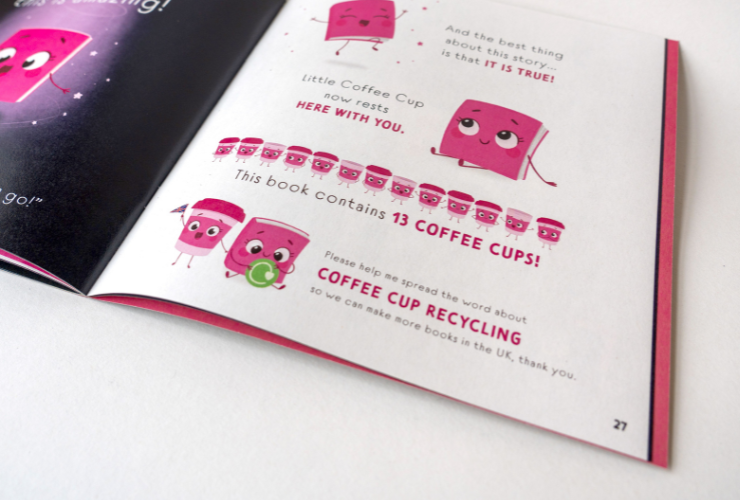 Children’s book printed on recycled coffee cups - Digital Printer
